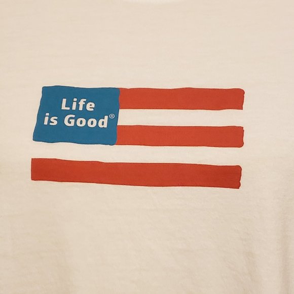 Life Is Good | Tops | Life Is Good Womens T Shirt Usa Flag White Red ...